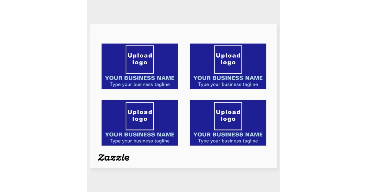 Business Tagline on Blue Rectangle Sticker | Zazzle