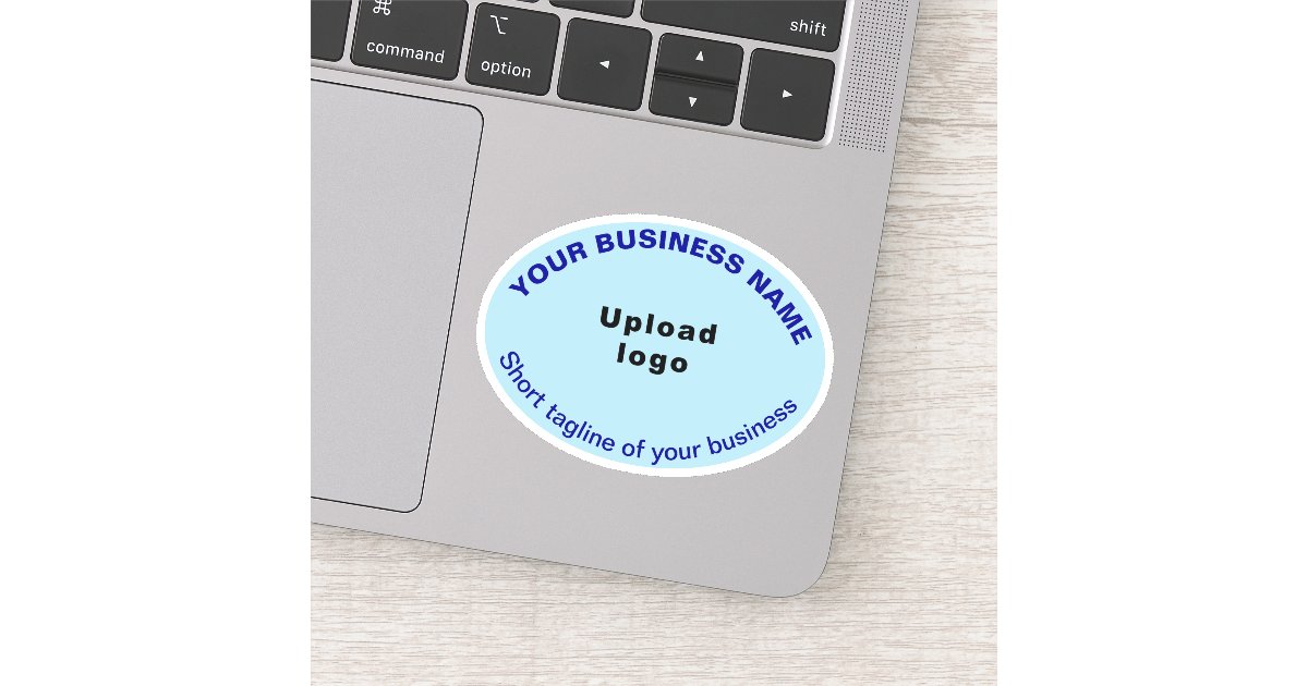 Business Tagline on Light Blue Oval Shape Vinyl Sticker | Zazzle