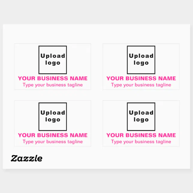 Business Tagline Pink Texts on White Rectangular Sticker | Zazzle