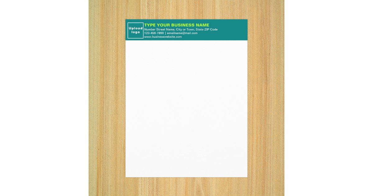 Business Teal Green Letterhead on Paper Sheet | Zazzle