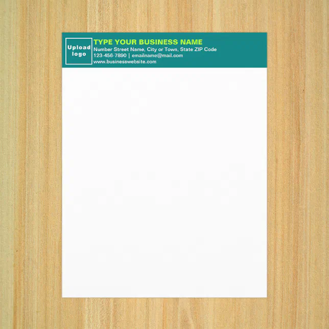 Business Teal Green Letterhead on Paper Sheet | Zazzle