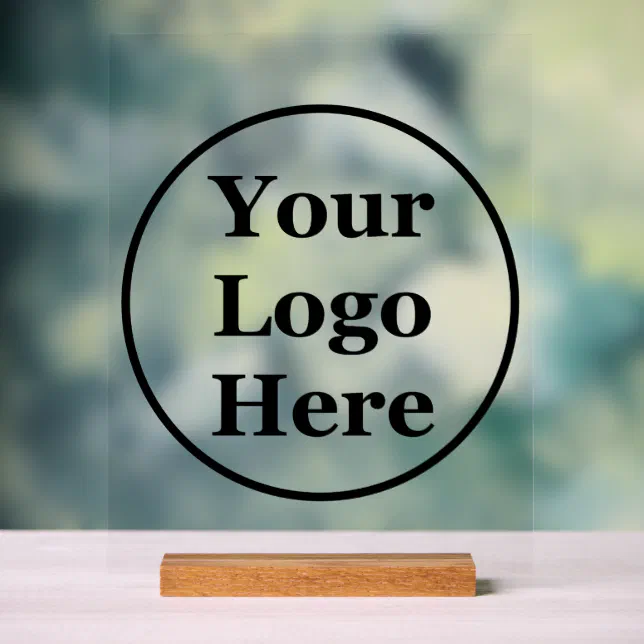 Business Template Black Circle Your Logo Here Acrylic Sign | Zazzle