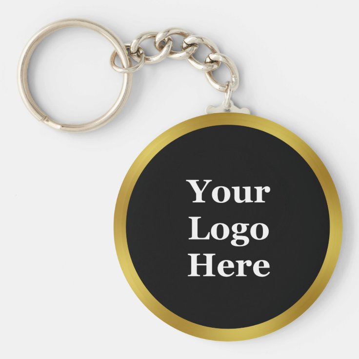 Business Template Black & Gold Your Logo Here Keychain | Zazzle