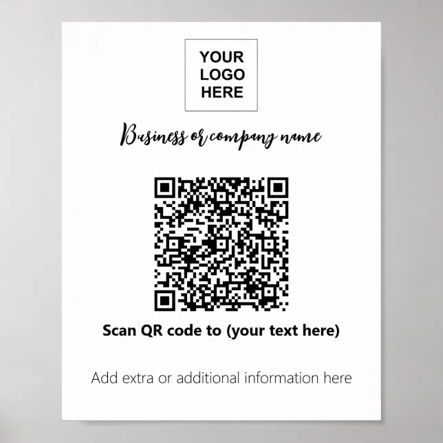 Business template logo qr code poster | Zazzle