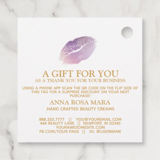 Business Thank you Barcode QR Code Gift Tag | Zazzle
