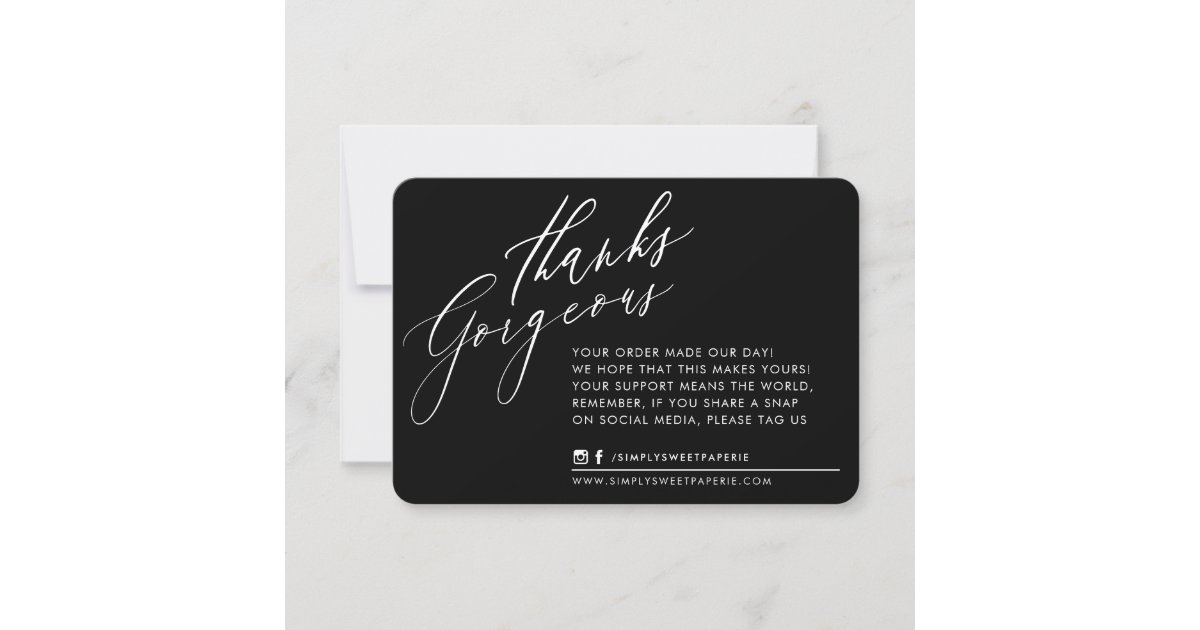 BUSINESS THANK YOU chic calligraphy black reverse | Zazzle