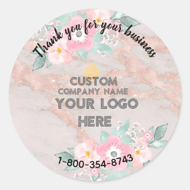 Business Thank You Custom Logo QR Code Classic Round Sticker | Zazzle