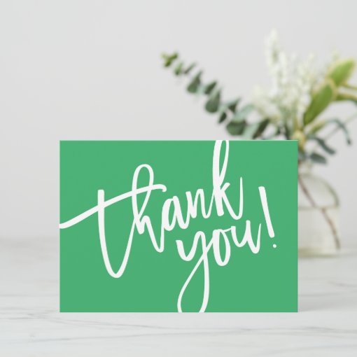 BUSINESS THANK YOU modern script insert green logo | Zazzle