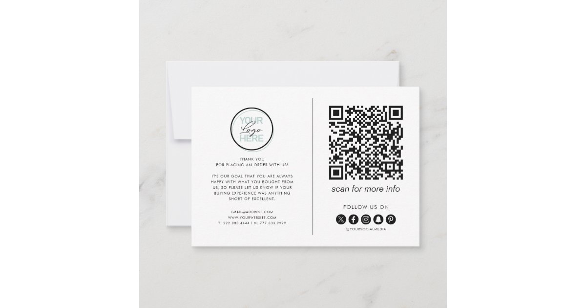 Business Thank You Note QR Code Card | Zazzle