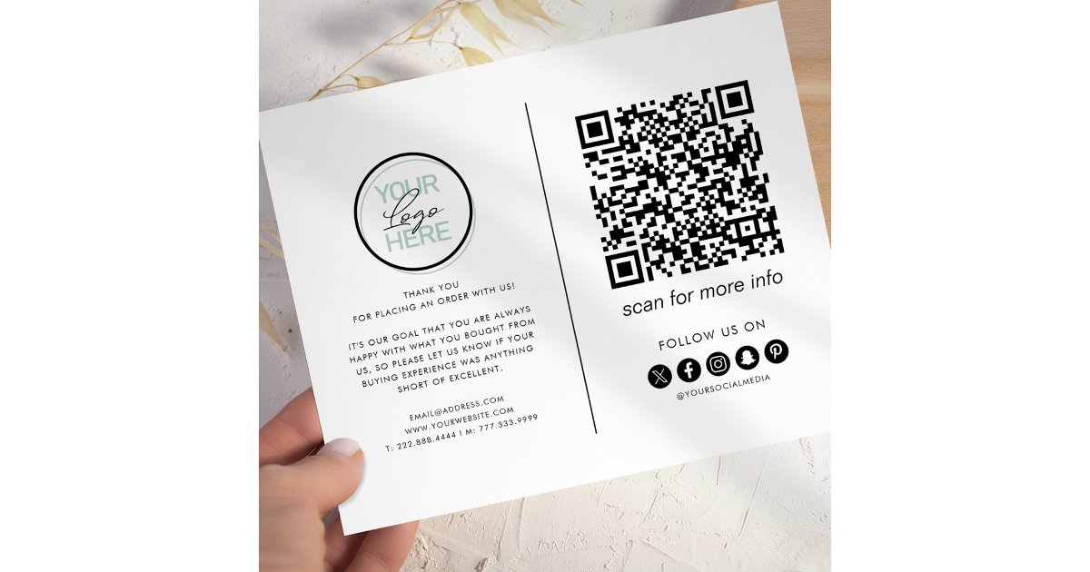 Business Thank You Note QR Code Flyer | Zazzle