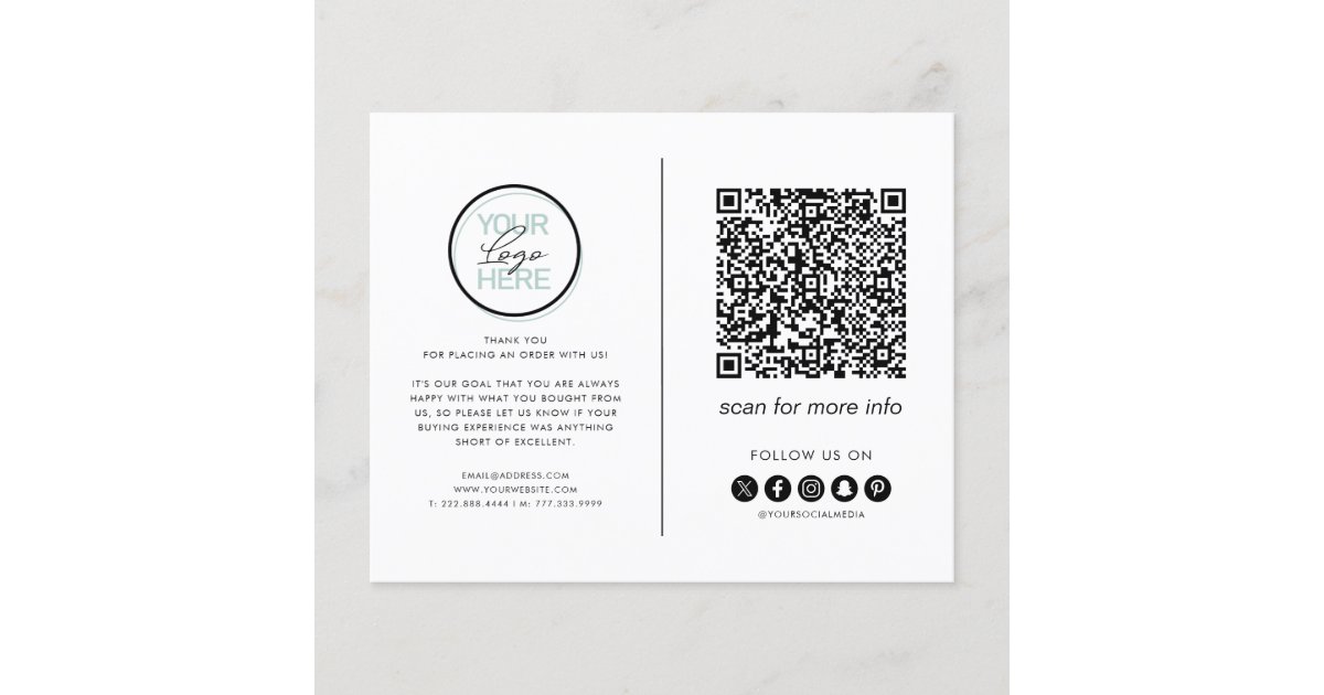 Business Thank You Note QR Code Flyer | Zazzle