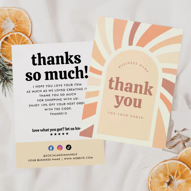 Business Thank You Purchase Order Retro Sun Arch Invitation | Zazzle
