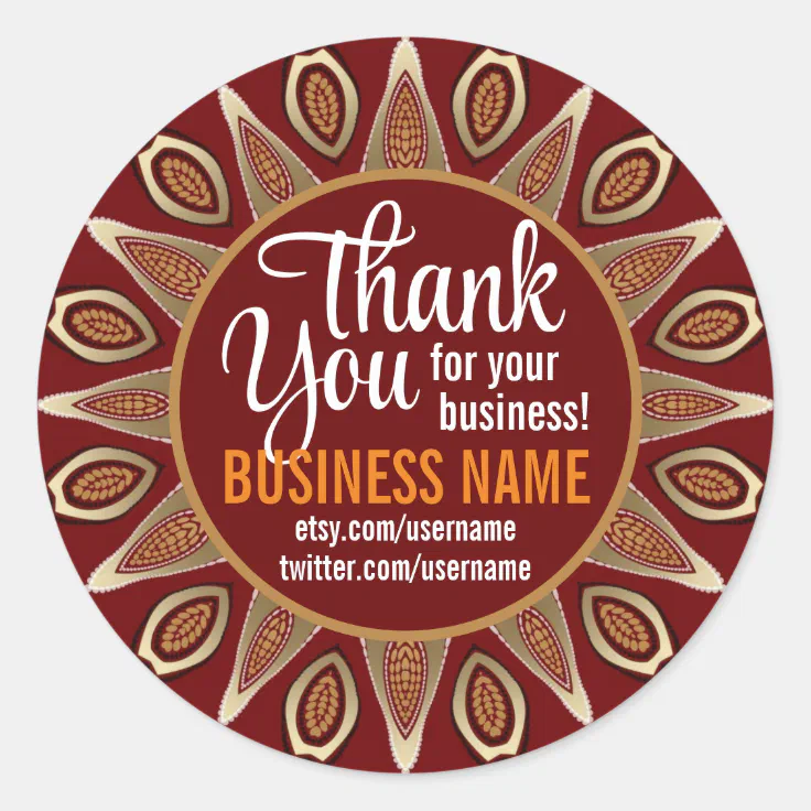 Business Thank You Tribal Earth Sun Classic Round Sticker | Zazzle