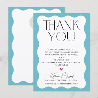 BUSINESS THANK YOU wave elegant serif turquoise | Zazzle