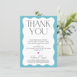 BUSINESS THANK YOU wave elegant serif turquoise | Zazzle