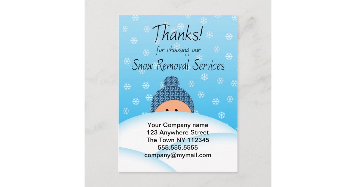 Business Thanks Customer Snow Removal Services Postcard | Zazzle