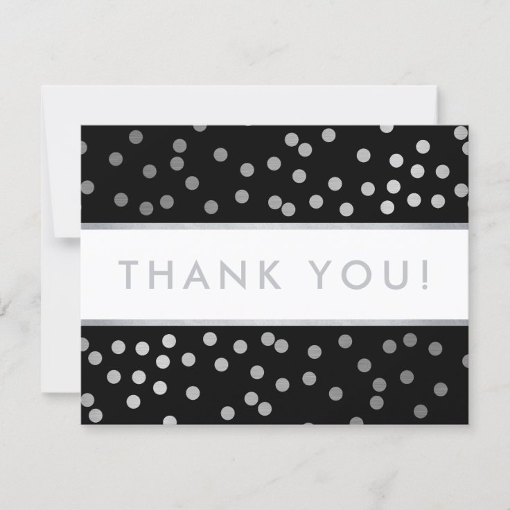 BUSINESS THANKS modern glam silver confetti spot Thank You Card | Zazzle