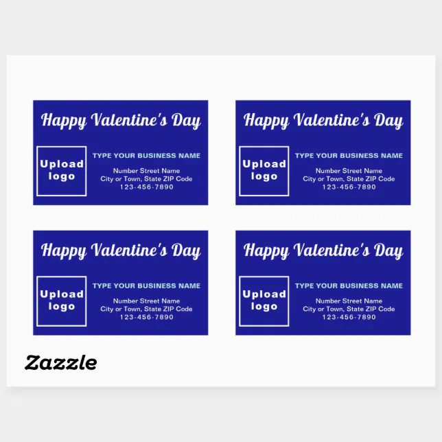 Business Valentine Greeting on Blue Rectangular Sticker | Zazzle