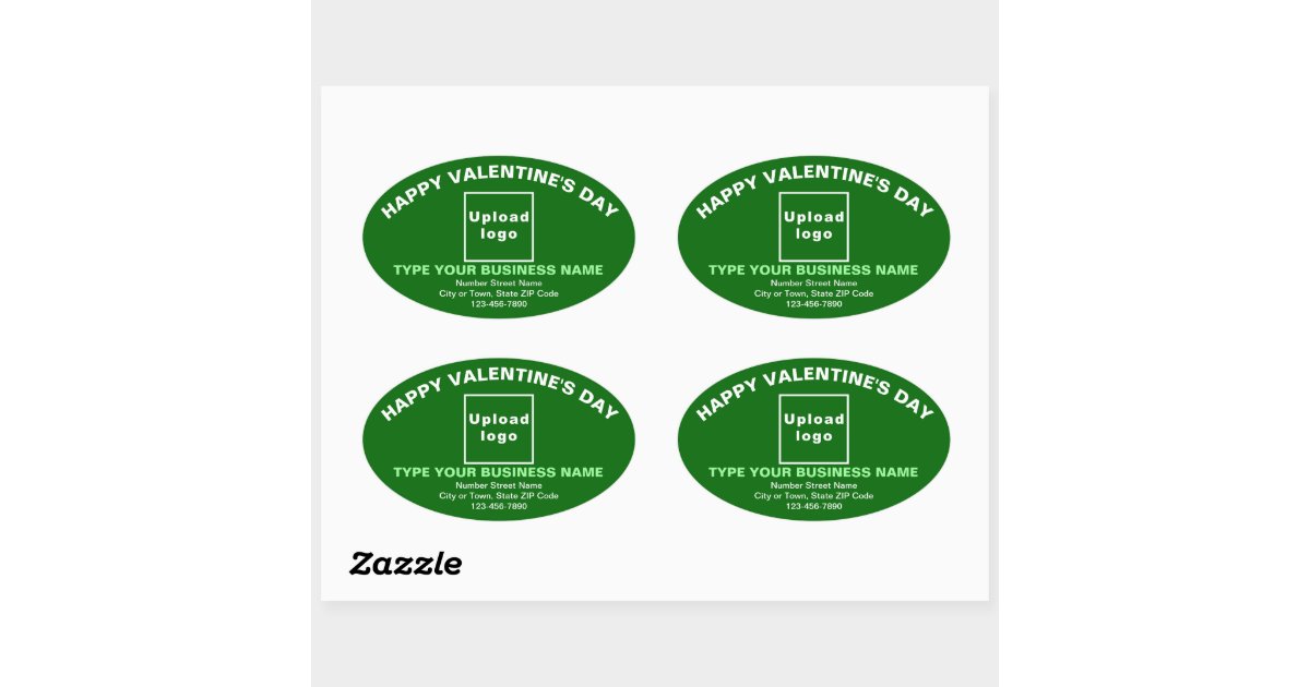 Business Valentine Greeting on Green Oval Sticker | Zazzle