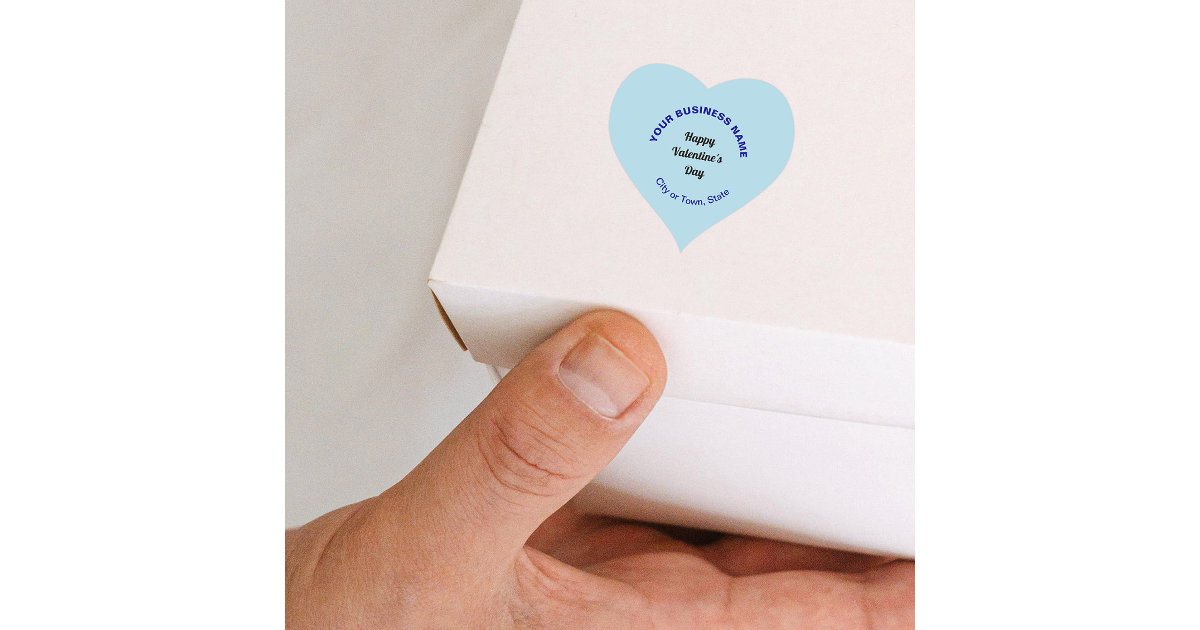 Business Valentine Greeting on Light Blue Heart Sticker | Zazzle