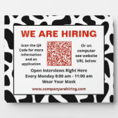 Business We Are Hiring QR Code Personalize Plaque | Zazzle