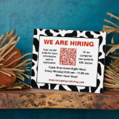 Business We Are Hiring QR Code Personalize Plaque | Zazzle