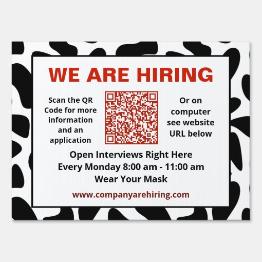 Business We Are Hiring QR Code Personalize Sign | Zazzle