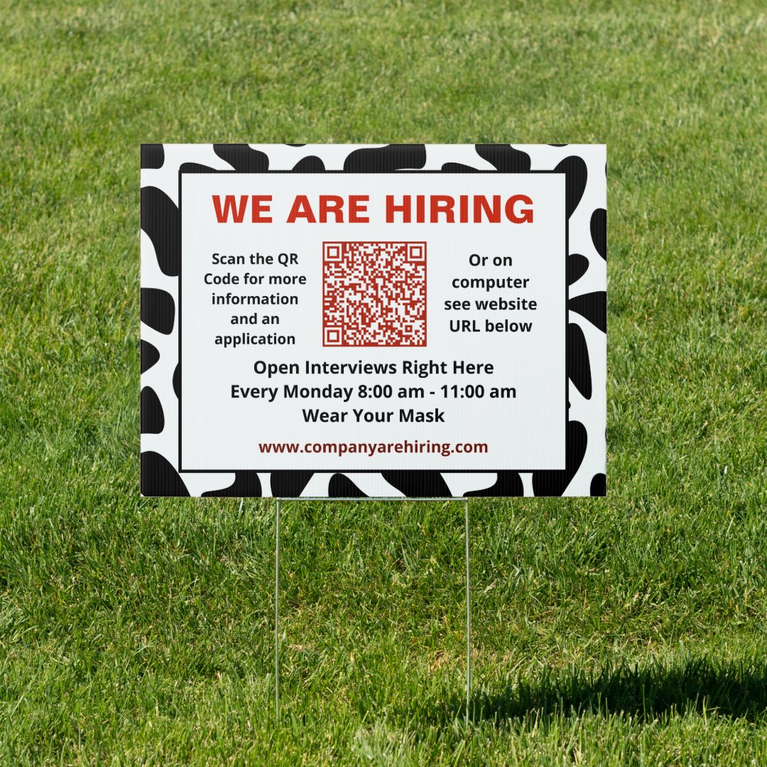 Business We Are Hiring QR Code Personalize Sign | Zazzle