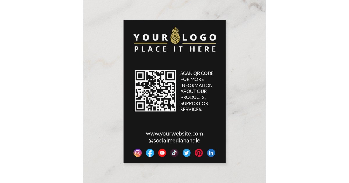 Business Website QR Code Logo Enclosure Card | Zazzle