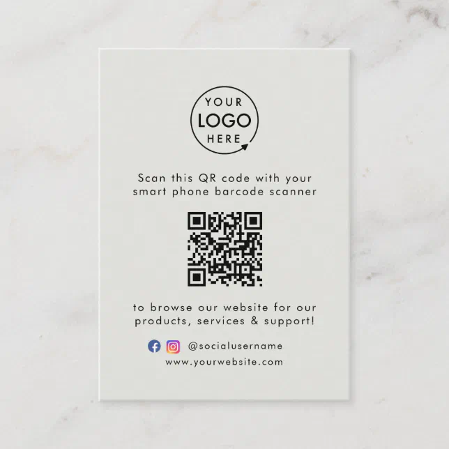 Business Website | QR Code Scan Me Logo Gray Business Card | Zazzle