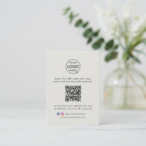 Business Website | QR Code Scan Me Logo Gray Business Card | Zazzle