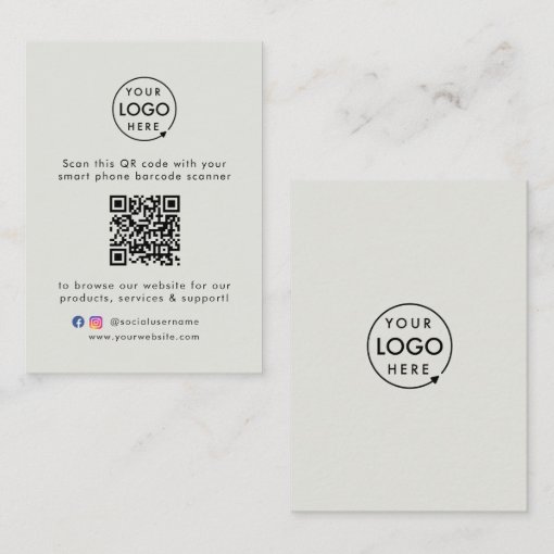 Business Website | QR Code Scan Me Logo Gray Business Card | Zazzle