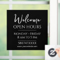 Business Welcome and Open Hours Window Cling | Zazzle