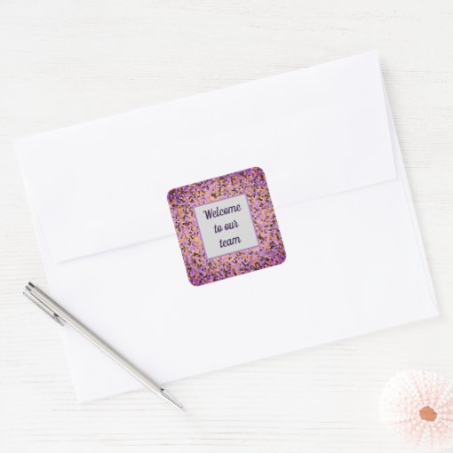 Business Welcome Bright Purple Mosaic New Employee Square Sticker | Zazzle