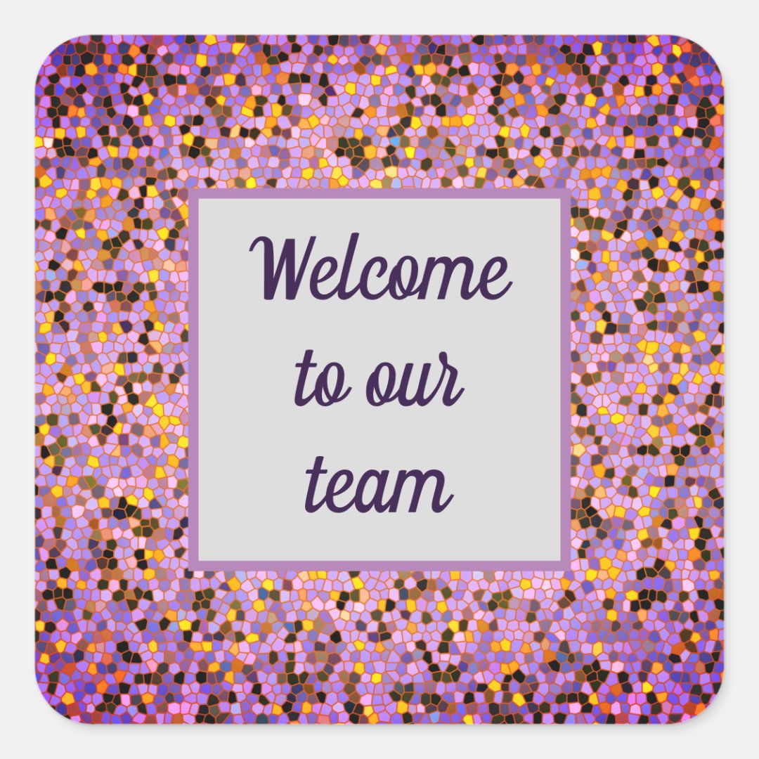 Business Welcome Bright Purple Mosaic New Employee Square Sticker | Zazzle