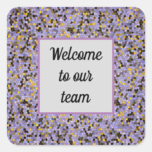 Business Welcome Purple Mosaic New Employee Square Sticker | Zazzle