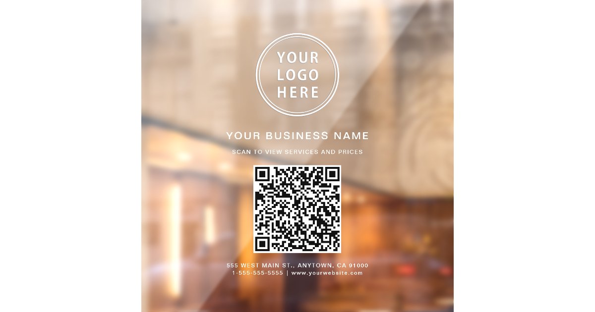 Business White Logo QR Code Window Cling | Zazzle