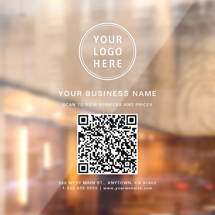 Business White Logo QR Code Window Cling | Zazzle