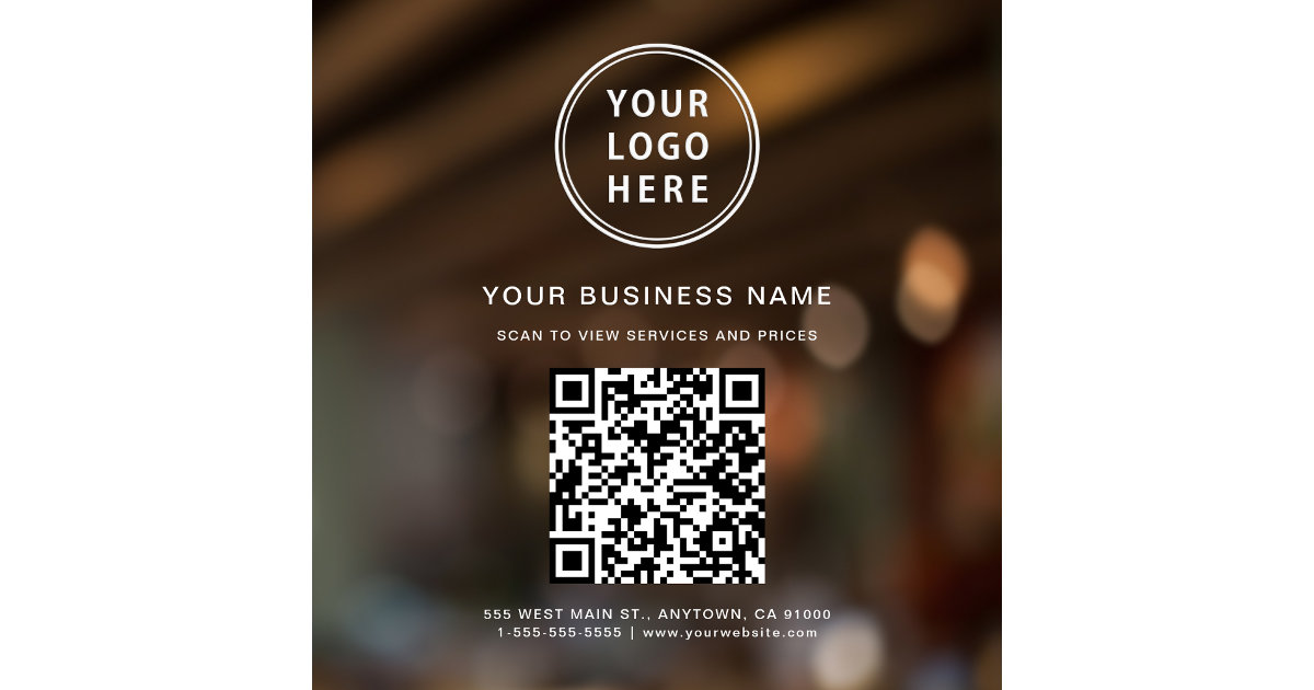 Business White Logo QR Code Window Cling | Zazzle