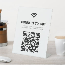 Business Wifi Network QR Code White Modern Pedestal Sign | Zazzle
