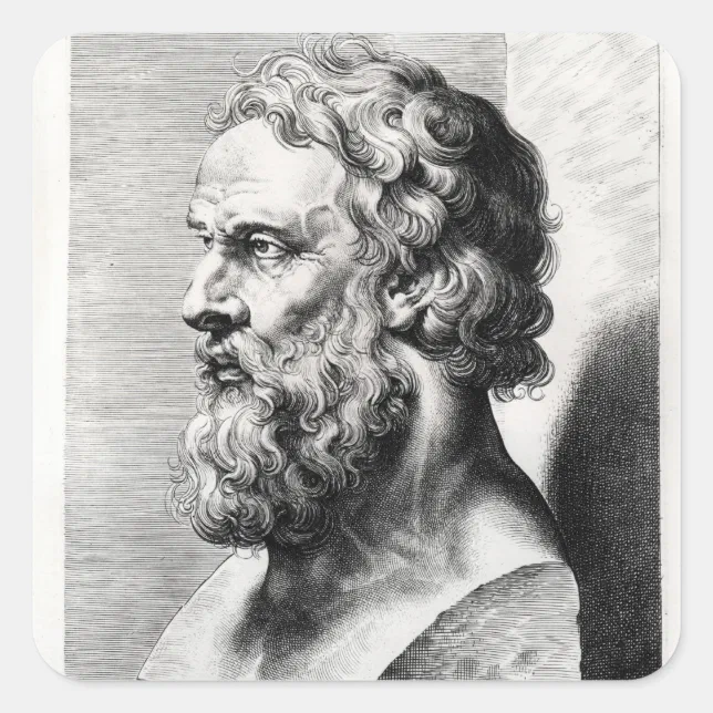 Bust of Plato engraved by Lucas Emil Square Sticker | Zazzle