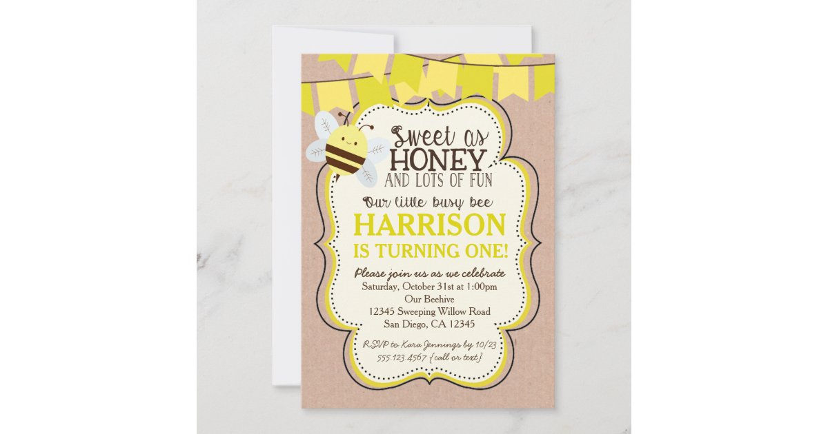 Busy Bee Birthday Invitation for boy or girl | Zazzle