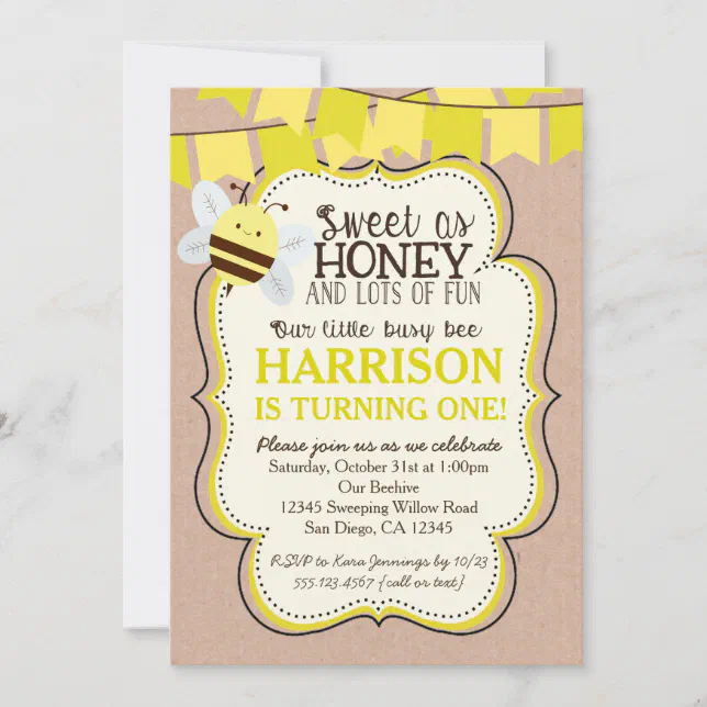 Busy Bee Birthday Invitation for boy or girl | Zazzle