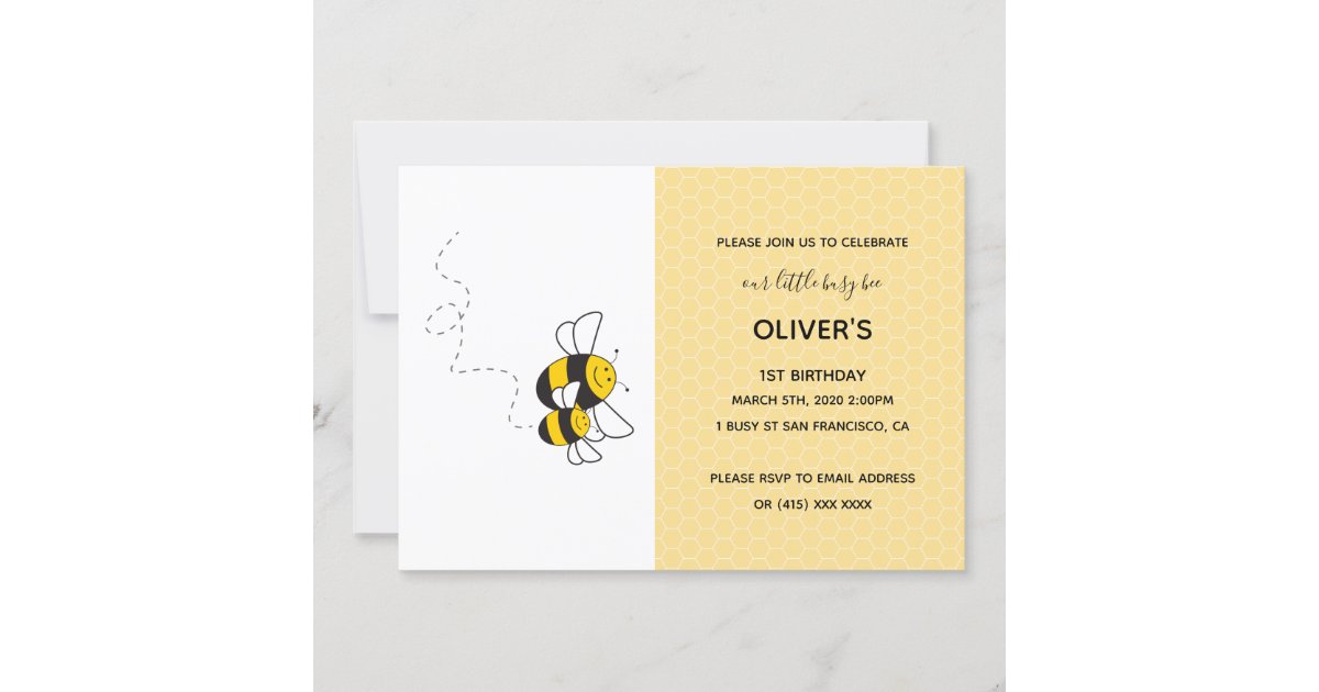 Busy bee bumblebee birthday party invitation | Zazzle