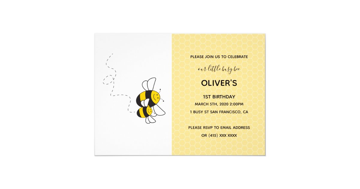 Busy bee bumblebee birthday party invitation | Zazzle.com