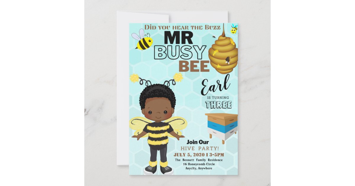 Busy Bee Different Birthday Invitation Card | Zazzle