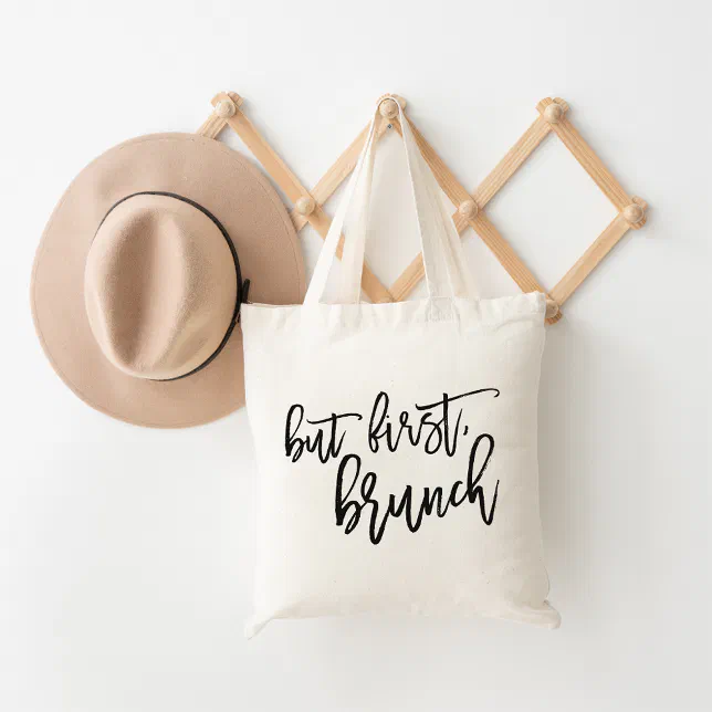 But First Brunch Typography Quote Tote Bag | Zazzle