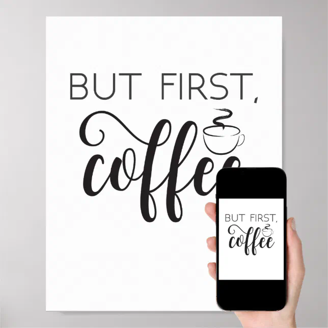 But First Coffee Print Wall Art, Kitchen Poster | Zazzle