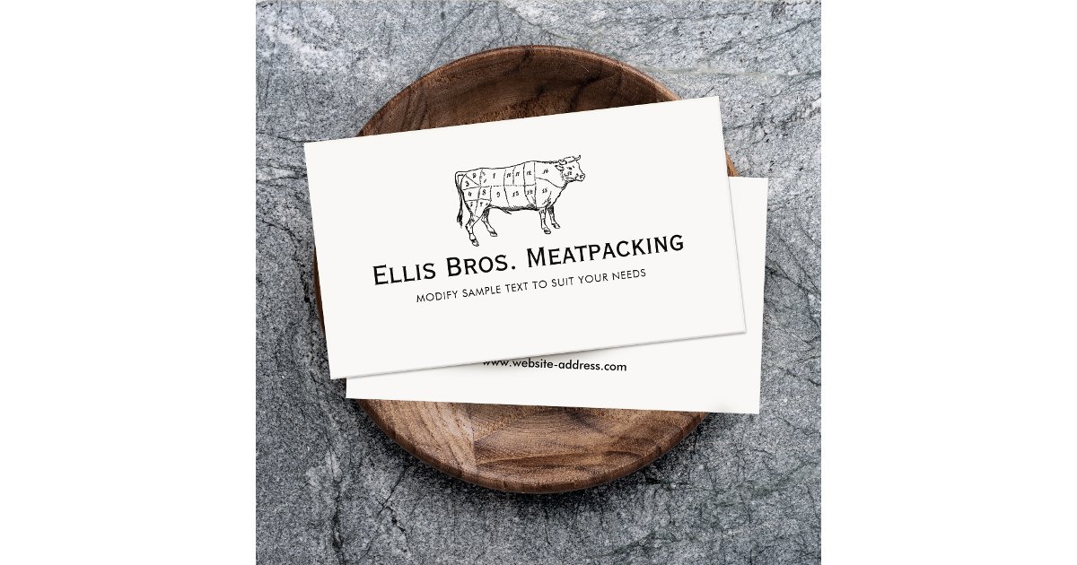 Butcher, Angus Beef Cow Diagram Business Card | Zazzle