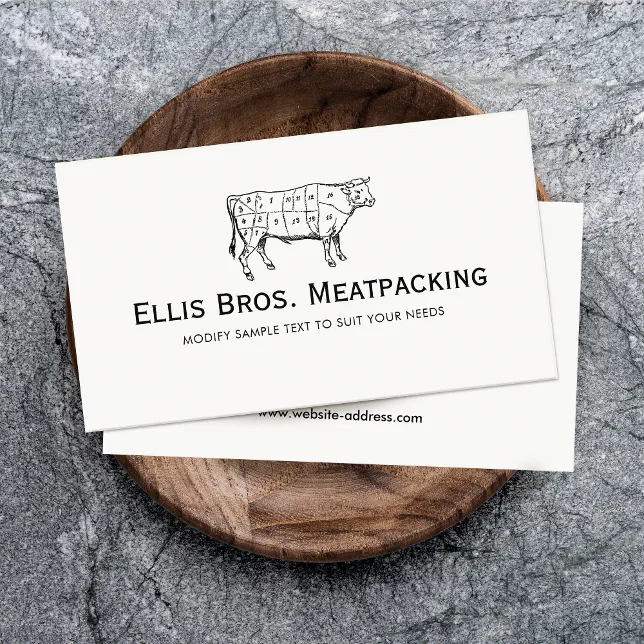 Butcher, Angus Beef Cow Diagram Business Card | Zazzle